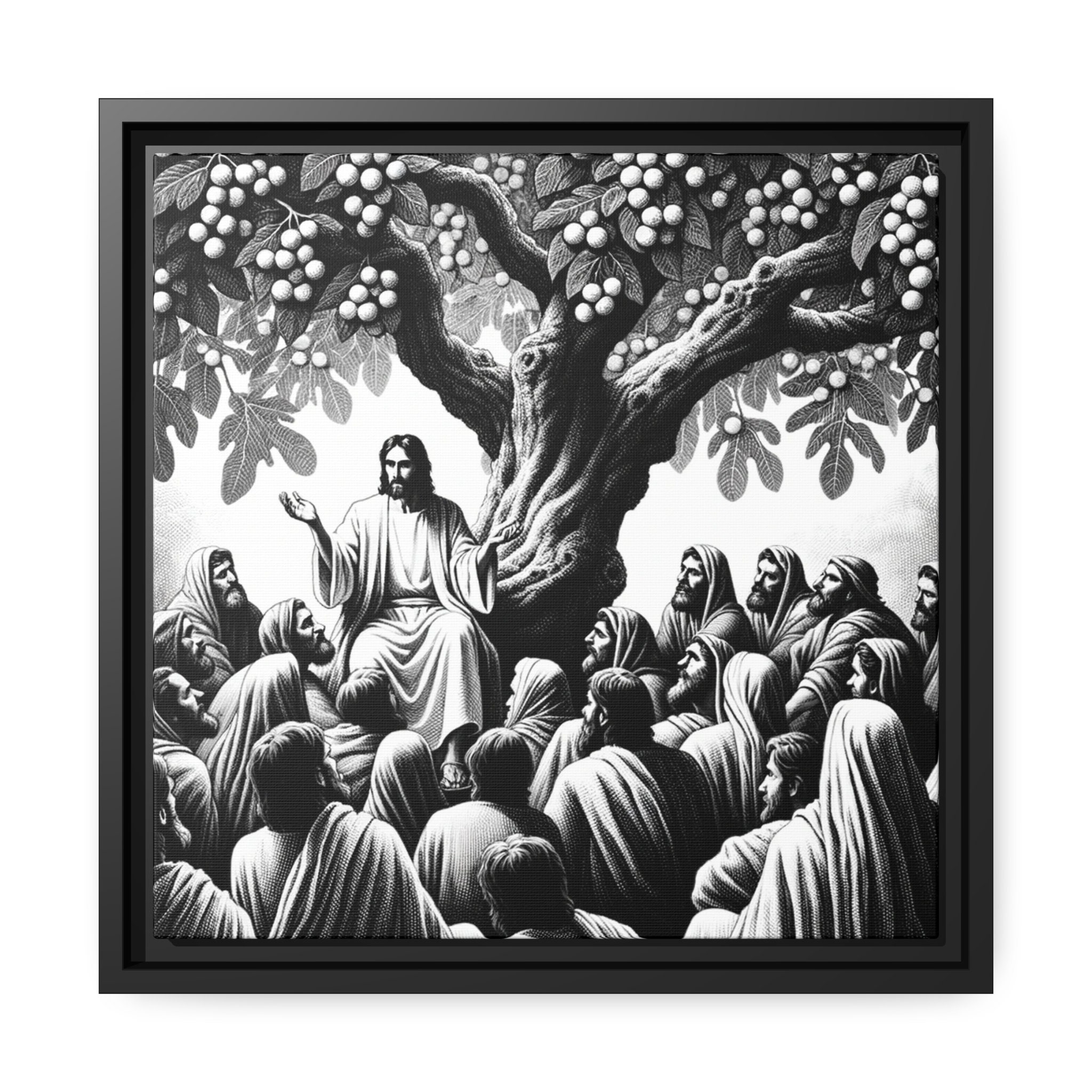 Jesus Teaching Under Fig Tree Canvas - Biblical Nature Scene Art ...