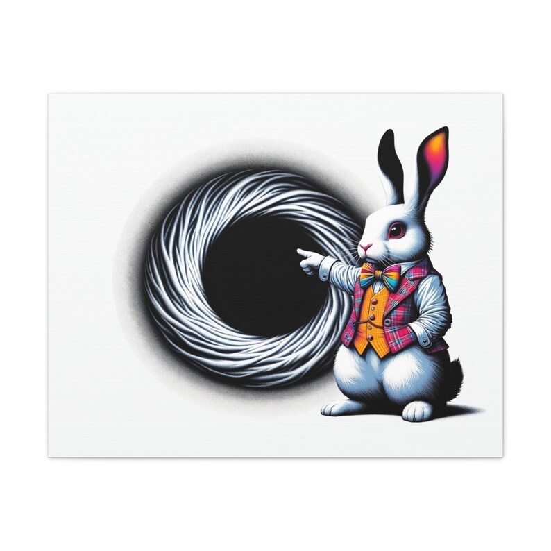 Mysterious Wonderland Rabbit & Black Hole Canvas Print - Enigmatic ...