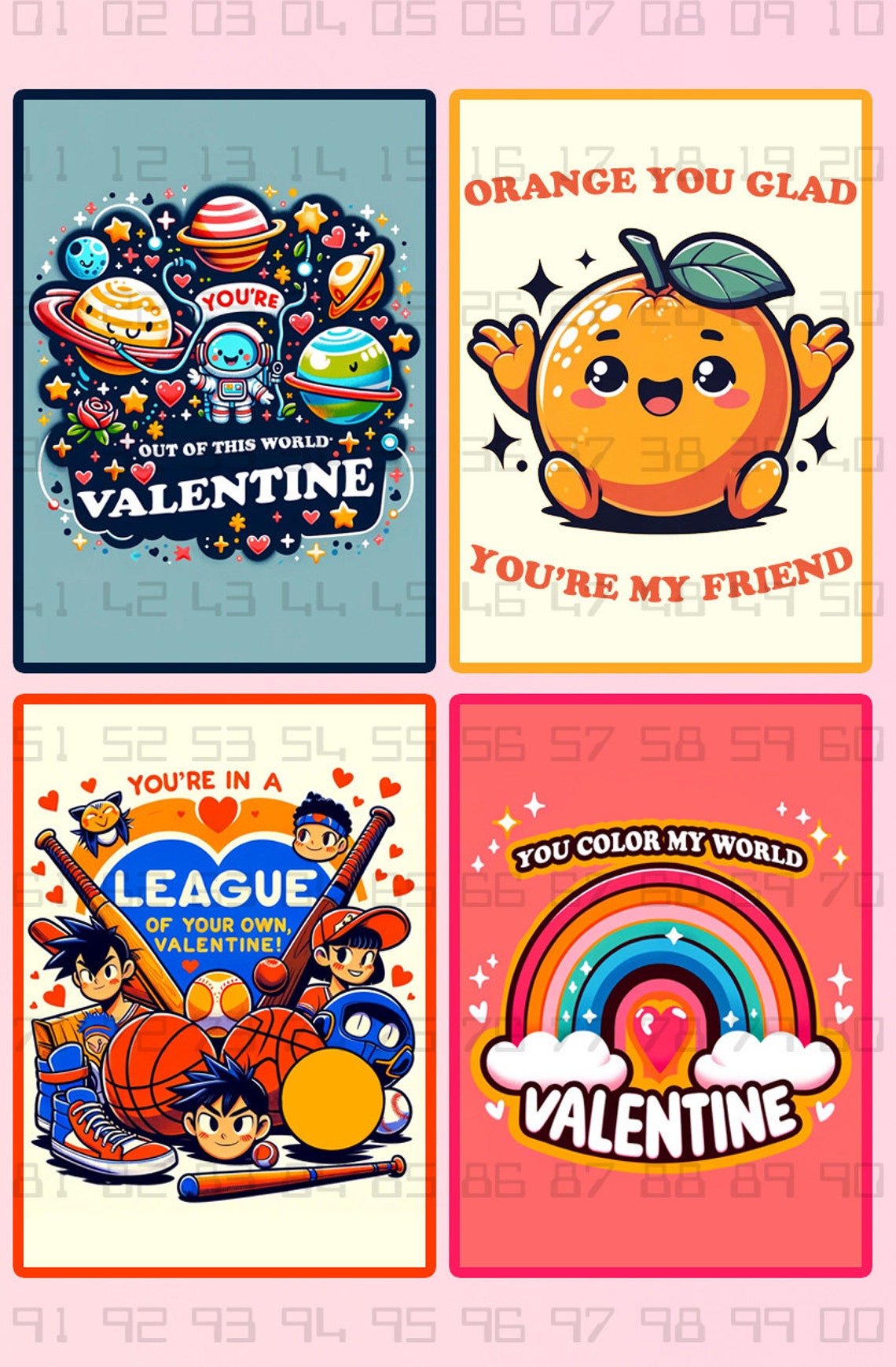 24x BUNDLE! Printable Valentine's Day Cards (2.5"x3.5") - Cute ...