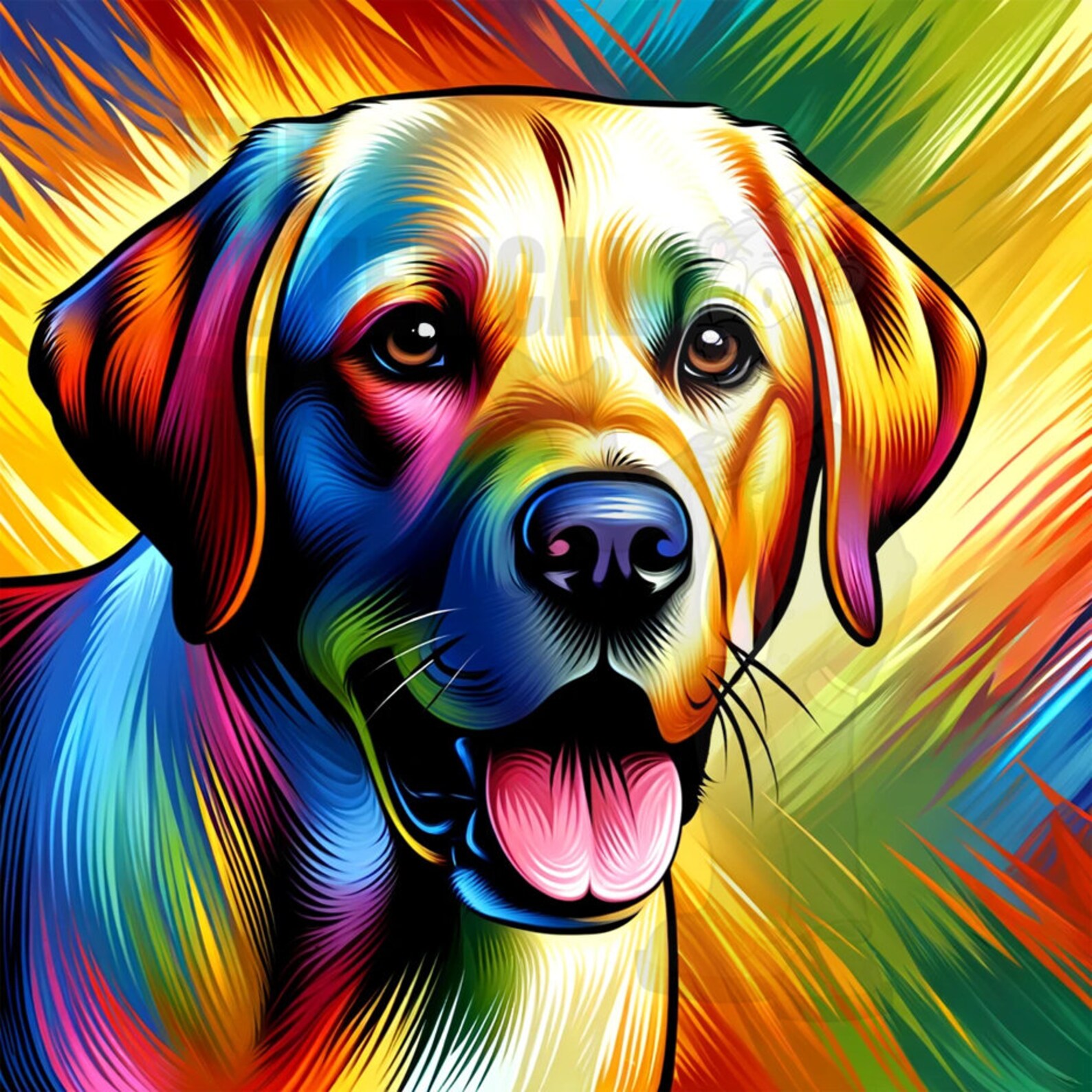 BUNDLE Vibrant Dog Art Collection Colorful Canine Prints Set, Diverse ...