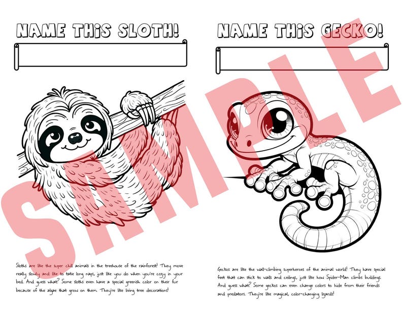 Premium Printable Digital File: Color and Learn With 50 Fun Animal ...
