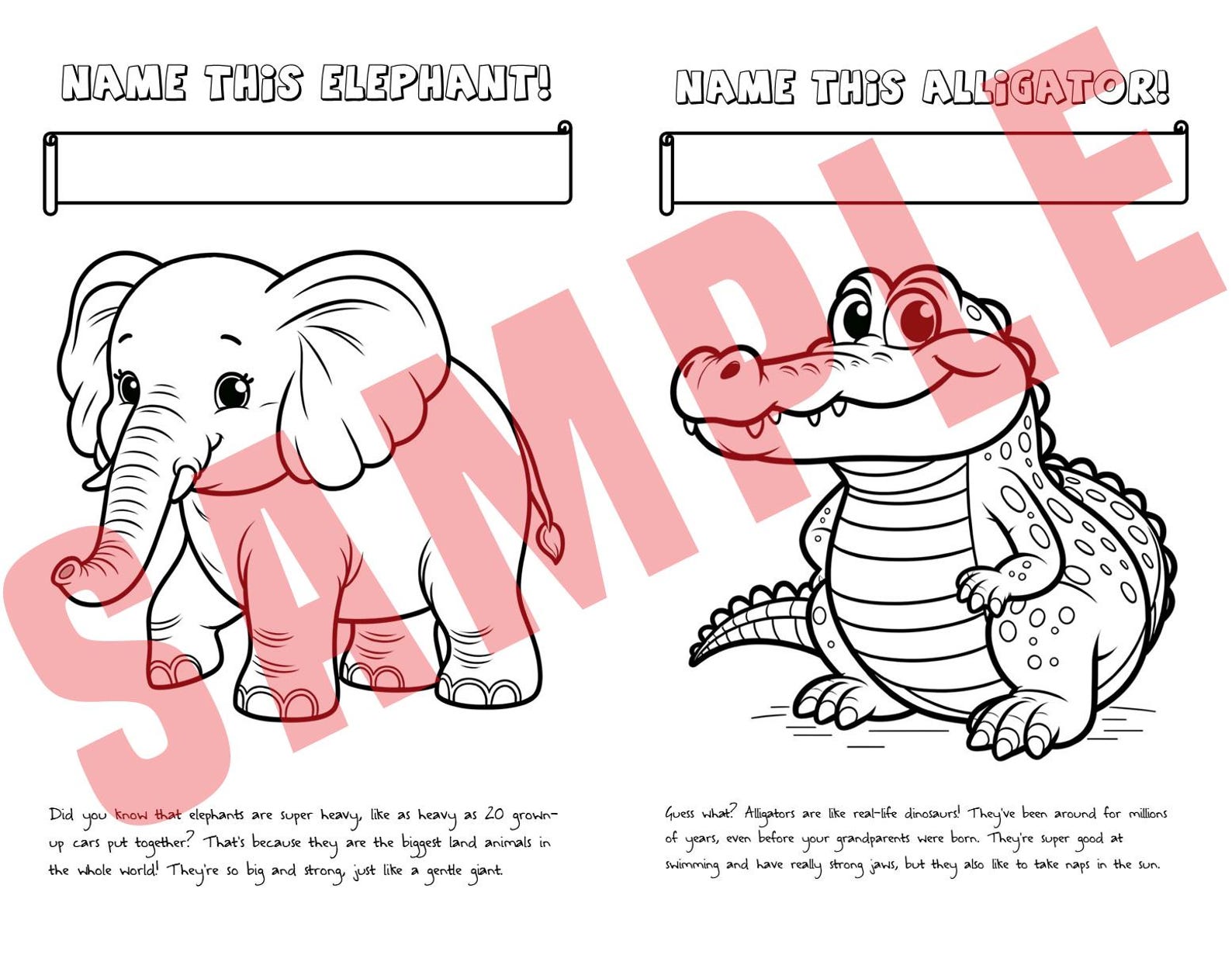 Premium Printable Digital File: Color and Learn With 50 Fun Animal ...