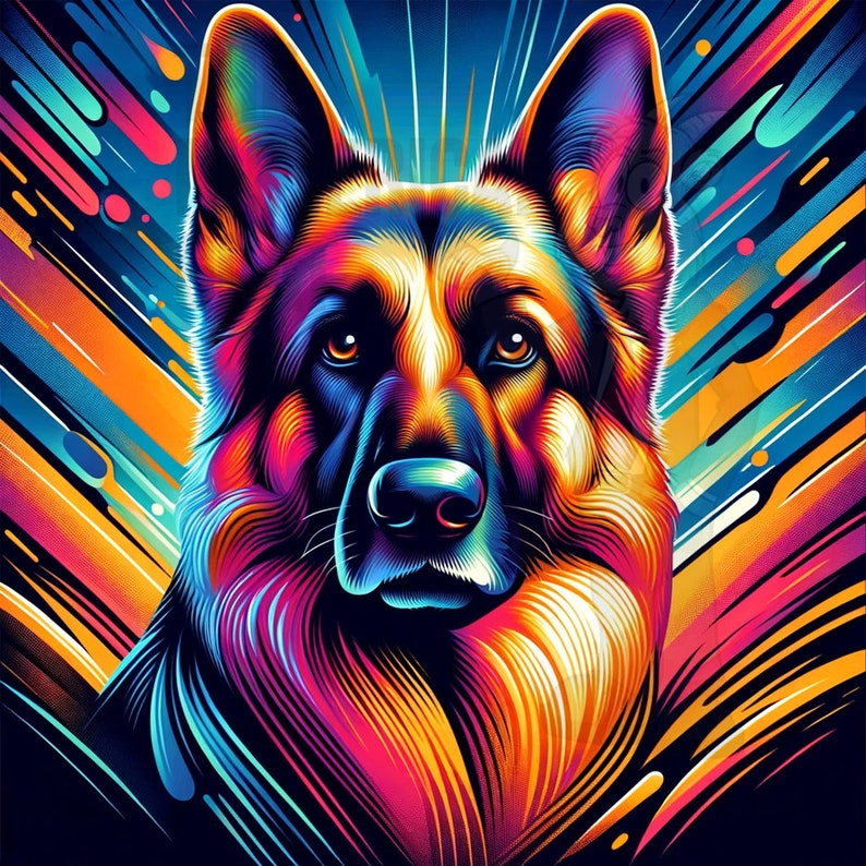 BUNDLE Vibrant Dog Art Collection Colorful Canine Prints Set, Diverse ...