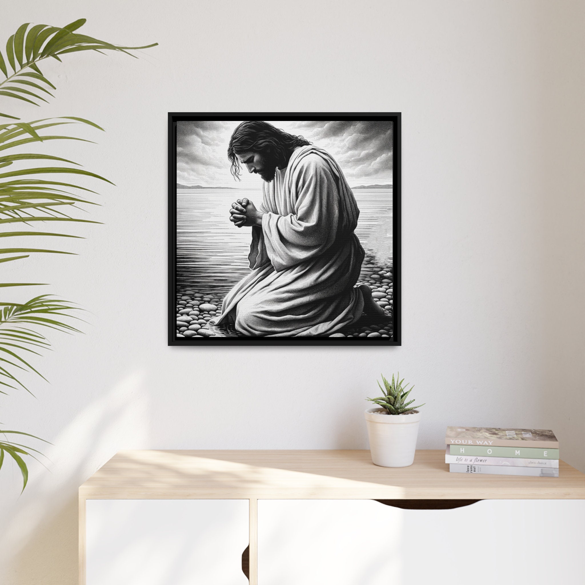 Divine Solitude: Jesus in Prayer on Coastal Rocks - Inspirational Beach ...