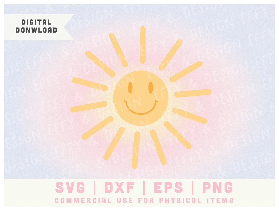 Trendy Smiley SVG Sun Smiley Svg Sunny Svg Sun Svg Trendy SVG Groovy ...