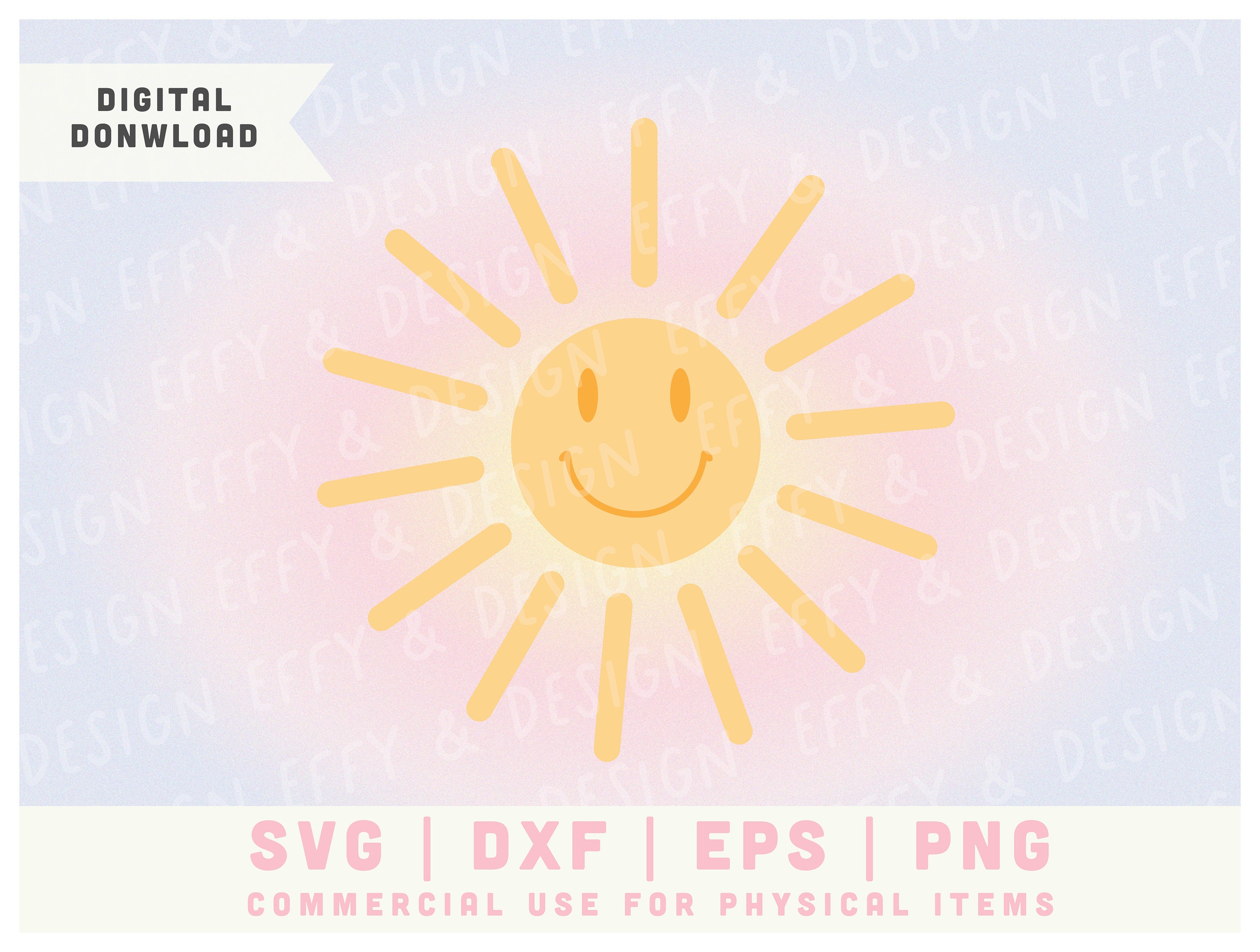 Trendy Smiley SVG Sun Smiley Svg Sunny Svg Sun Svg Trendy SVG Groovy ...
