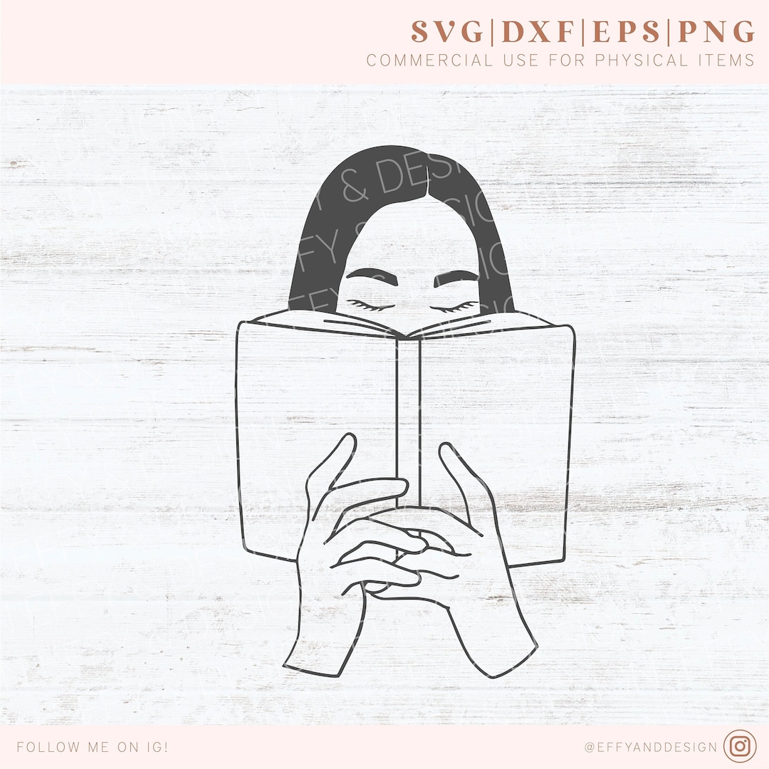 Hand Drawn Bookish Girl SVG Reader SVG Book Girl SVG Reading Clipart ...