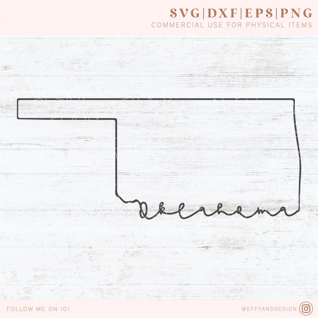 Hand Drawn Oklahoma State Script SVG Oklahoma State Outline - Etsy
