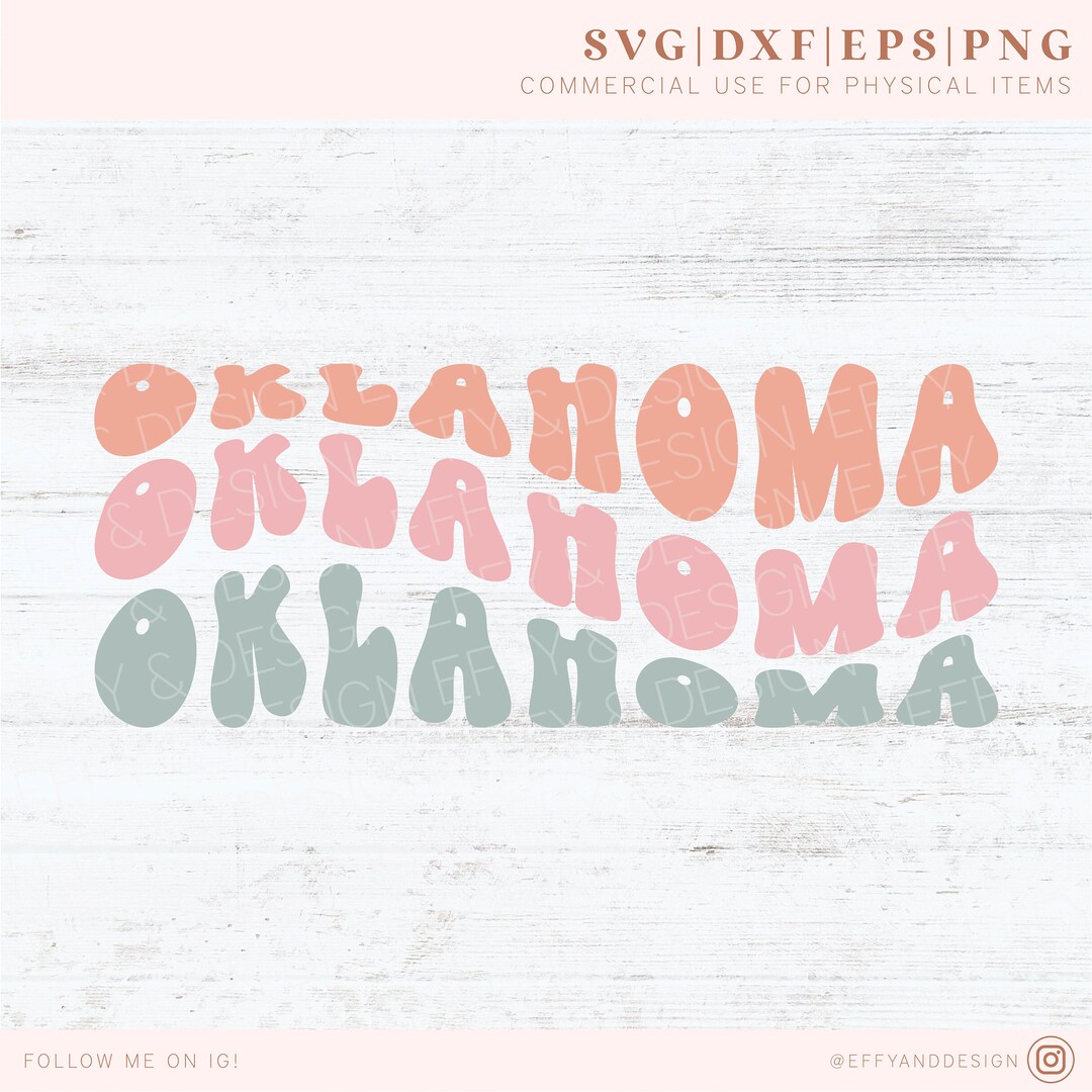 Oklahoma Wavy Text SVG - Oklahoma State SVG - Oklahoma Clipart - State ...