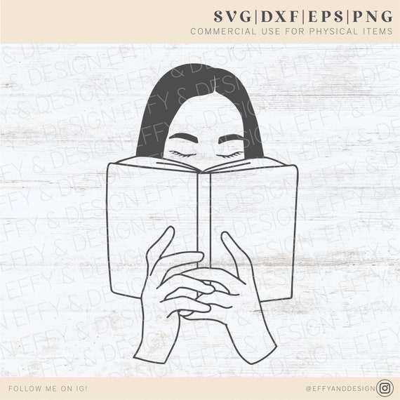 Hand Drawn Bookish Girl SVG Reader SVG Book Girl SVG - Etsy