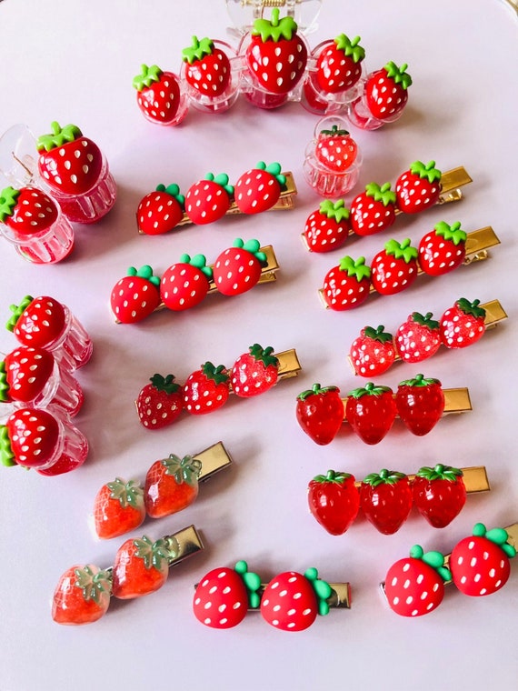 Cute Handmade Strawberry Hair Clip Barrette Korean Strawberry - Etsy
