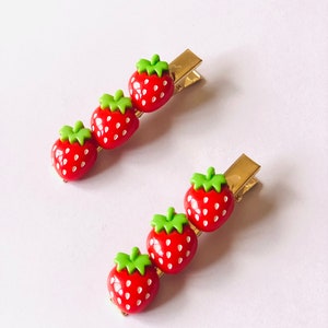 Cute Handmade Strawberry Hair Clip Barrette, Korean Strawberry Hair ...