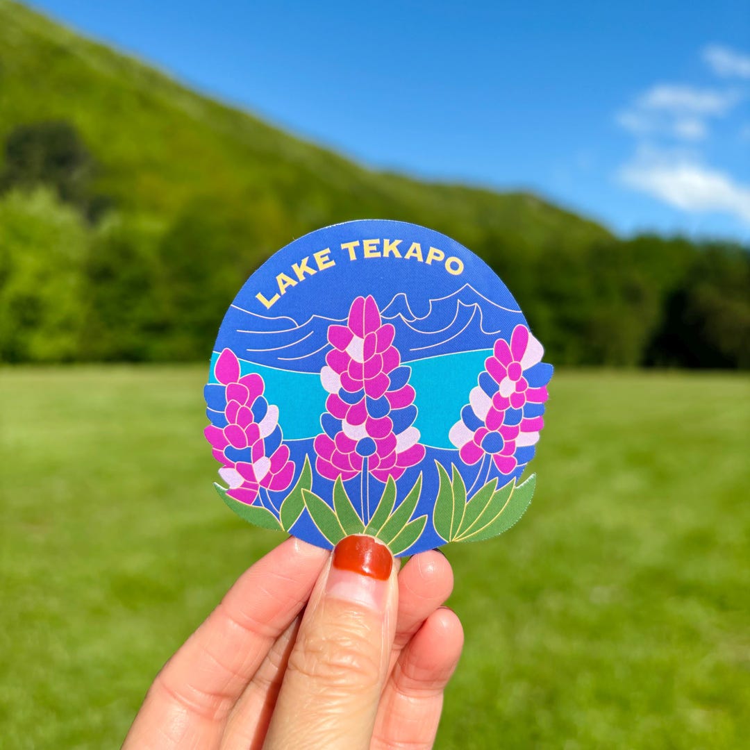 Sticker | Lake Tekapo Lupin Flower Sticker, Waterproof Sticker, New ...