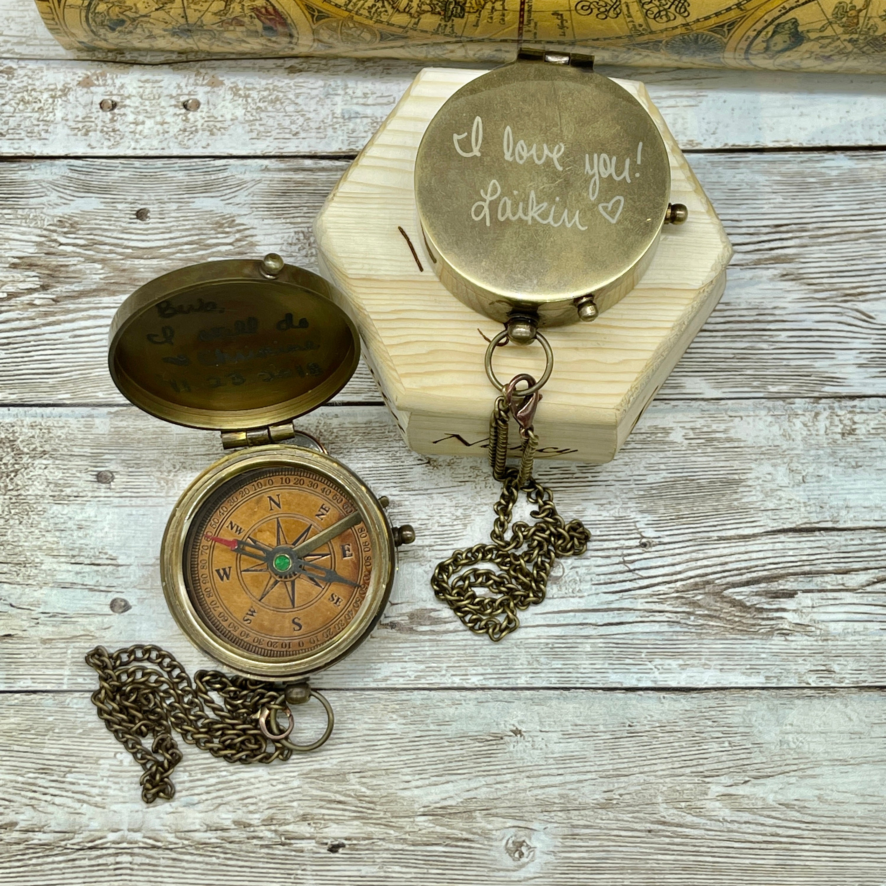 Custom Compass Functional Brass Compass Personalized - Etsy