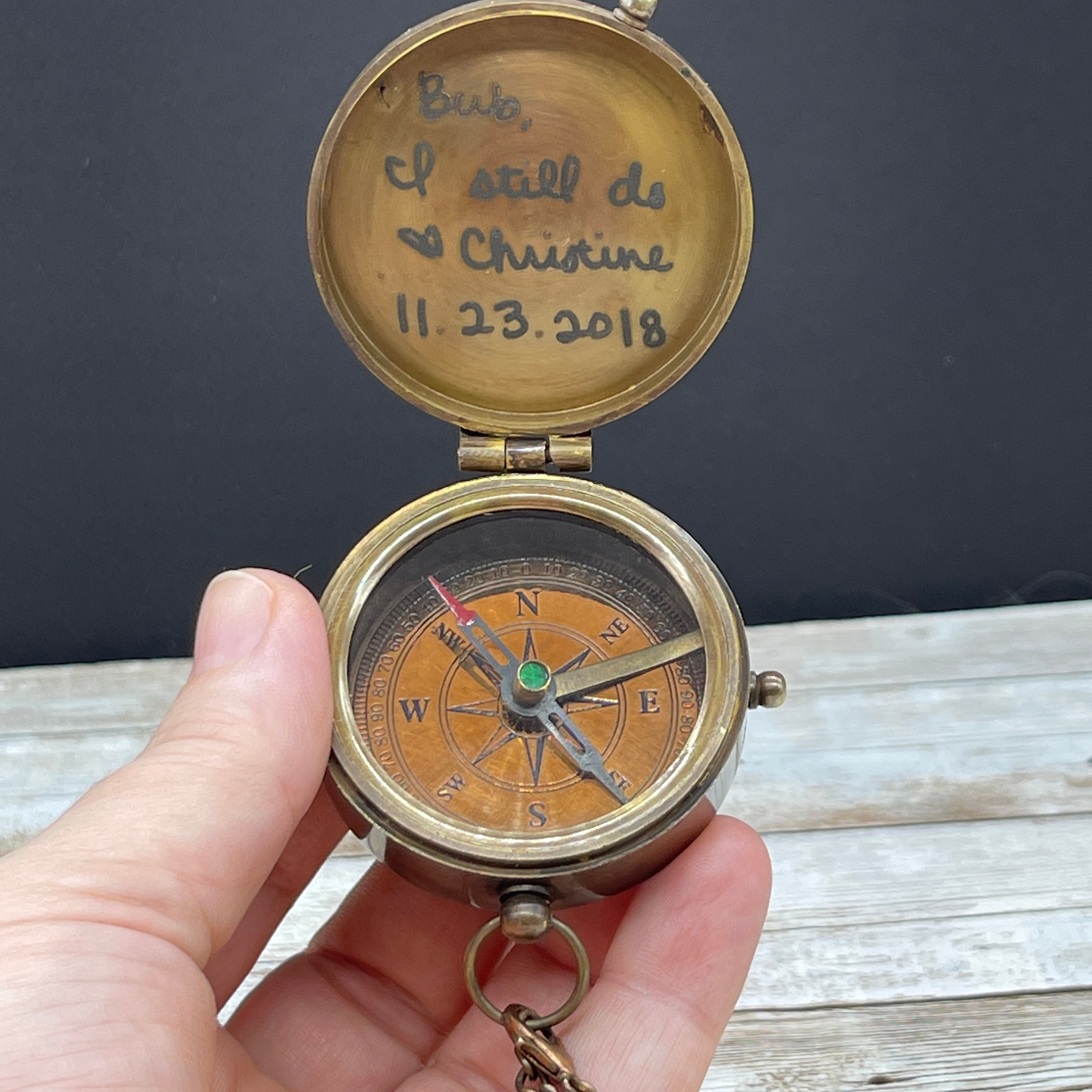 Custom Compass Functional Brass Compass Personalized - Etsy