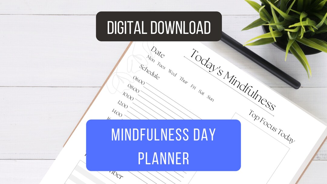 Mindfulness Day Planner Schedule Page and to Do List, Daily Diary ...