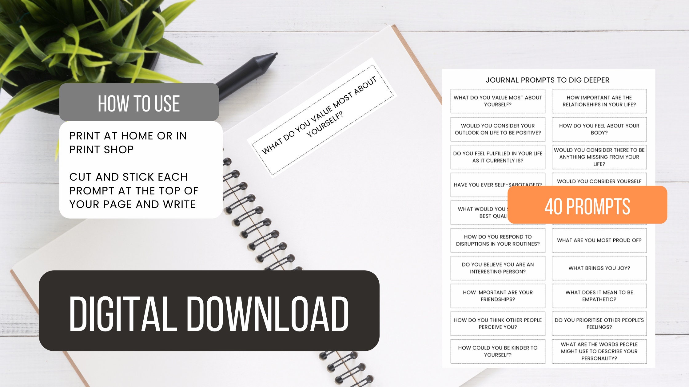 40 Journal Prompts to Dig Deeper Journal Prompts Writing Prompts Mental ...