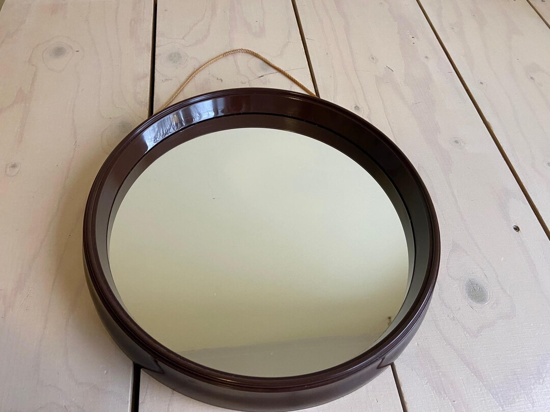 Jufhamvintage- Vintage Brown 70s Mirror- Space Age Design- Retro ...
