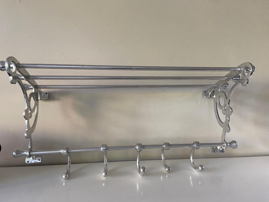 Jufhamvintage- Wall Coat Rack in Art Deco Style- Vintage Aluminium Coat ...