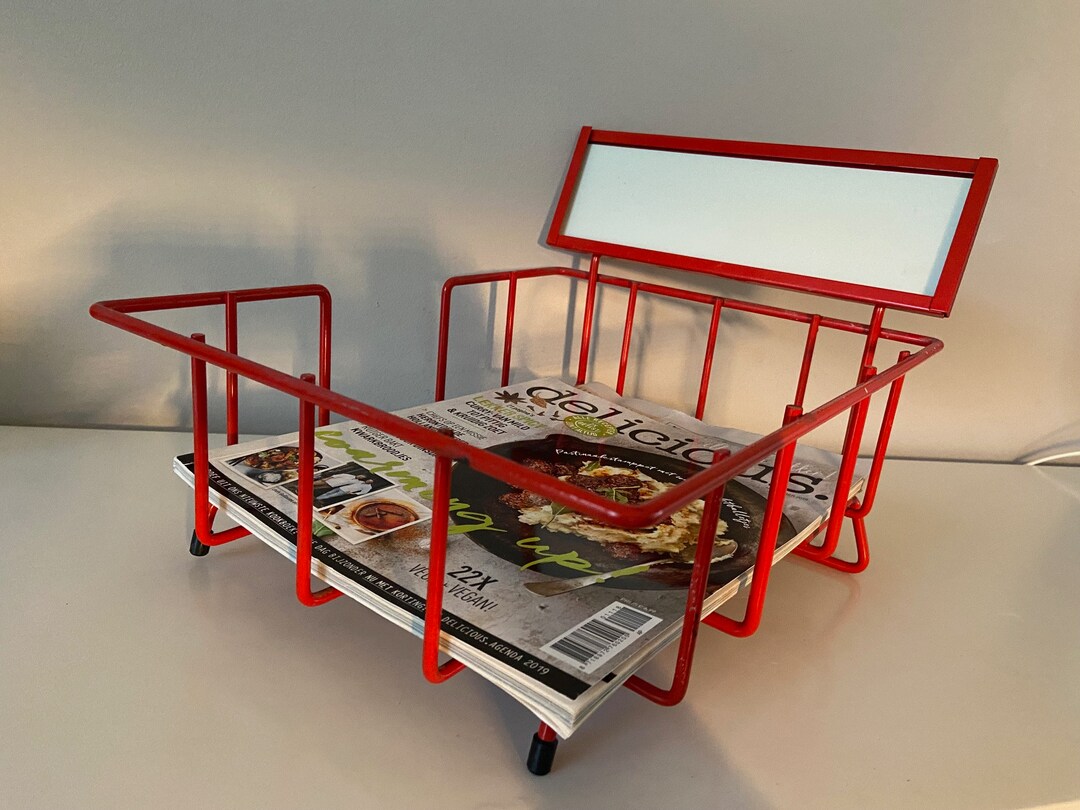 Jufhamvintage- Vintage Red Magazine or Newspaper Rack From the 80s- Red ...