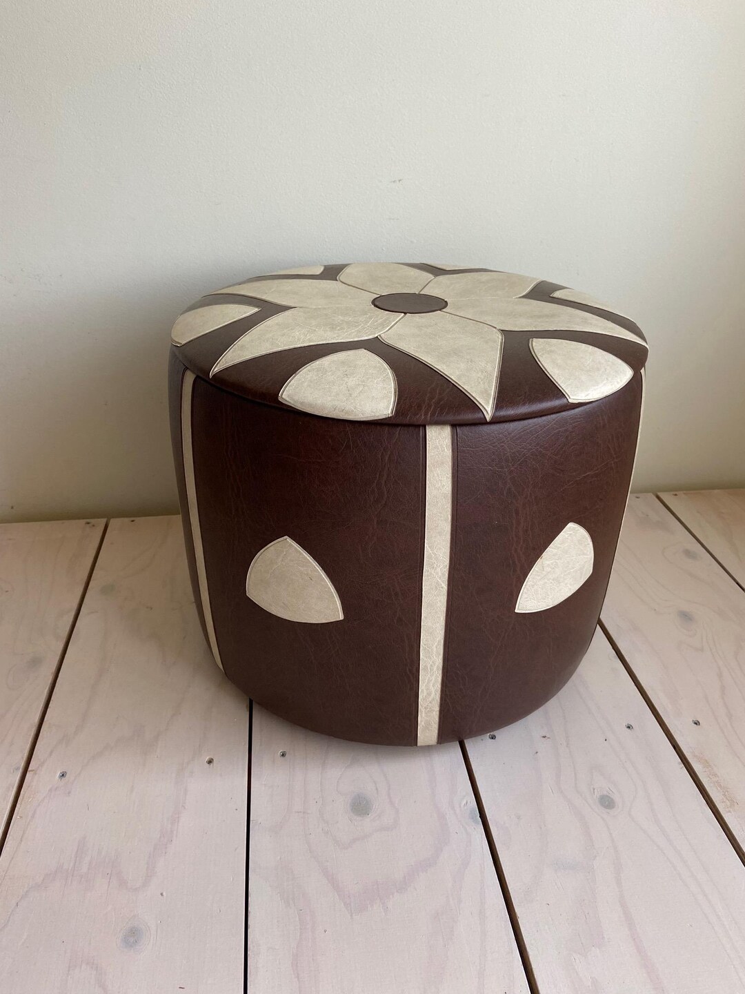 Jufhamvintage 70s Skai Leather Ottoman Vintage Pouf With a Lid and With ...