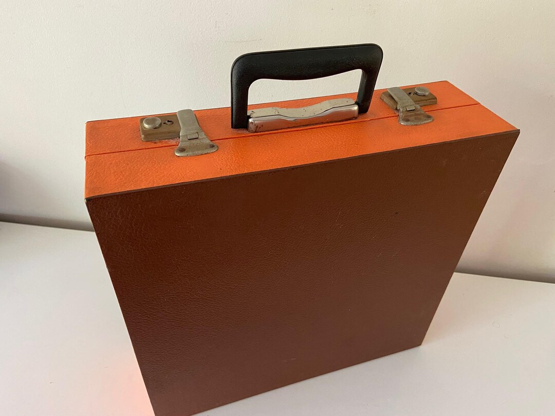 Jufhamvintage- Vintage Orange and Brown Record Case - Vinyl Record ...