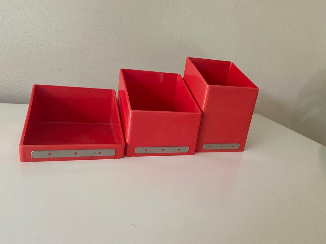 Jufhamvintage Vintage Desk Organizer 80s Red Plastic Pen and Pencil ...
