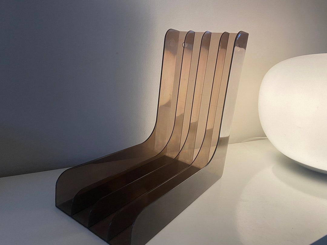 Jufhamvintage- Vintage LP Record Holder- 70s Smoke Colored Record Stand ...