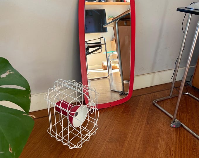 Jufhamvintage- 60s Mirror- Vintage Wall Mirror on Red Wood - Etsy