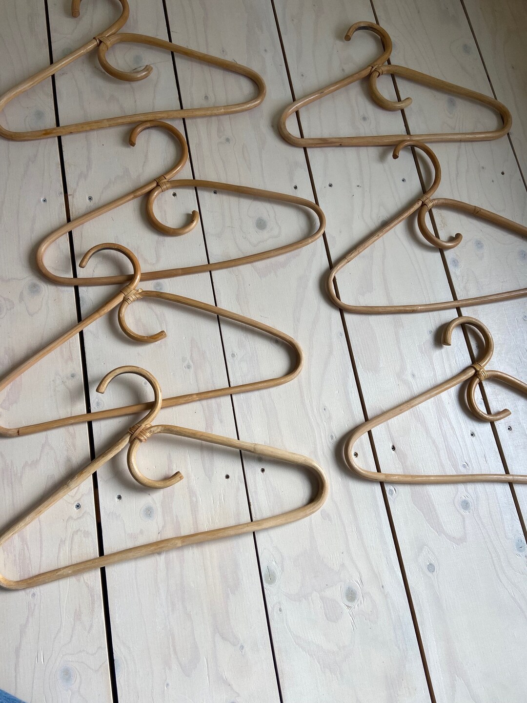 Jufhamvintage Set of 7 Vintage Bamboo Coat Hangers 70s Clothes Hangers ...