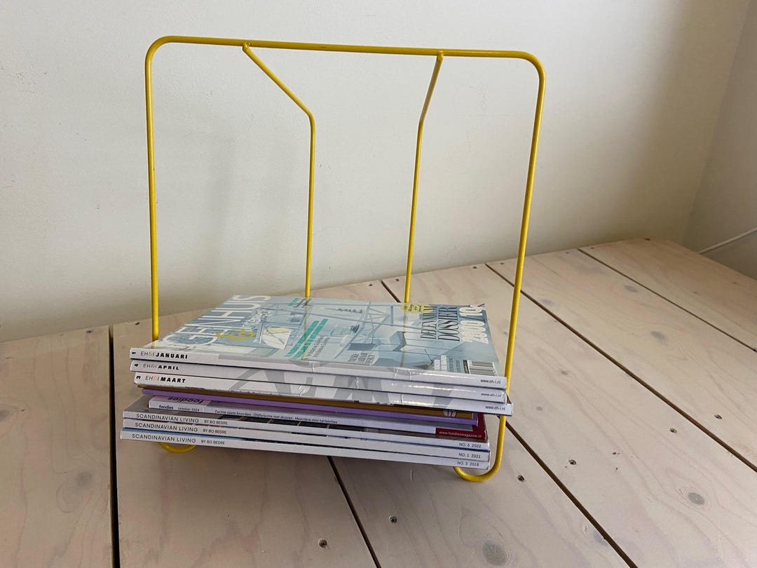 Jufhamvintage IKEA Magazine Rack Metal Wired Newspaper Holder, Yellow ...