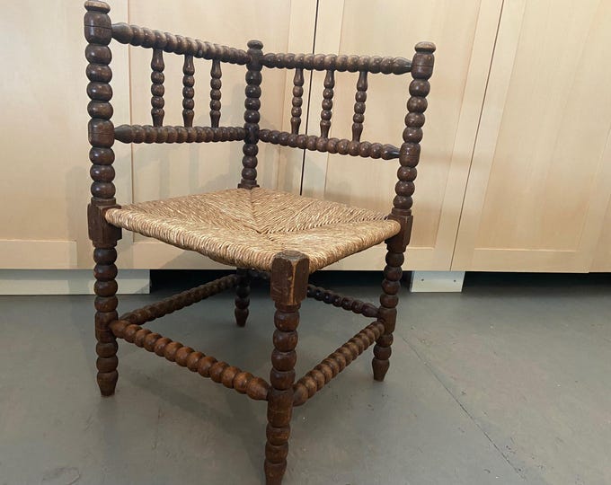 Jufhamvintage- Wooden Bobbin Chair With a Wicker Matted Seat- Vintage ...