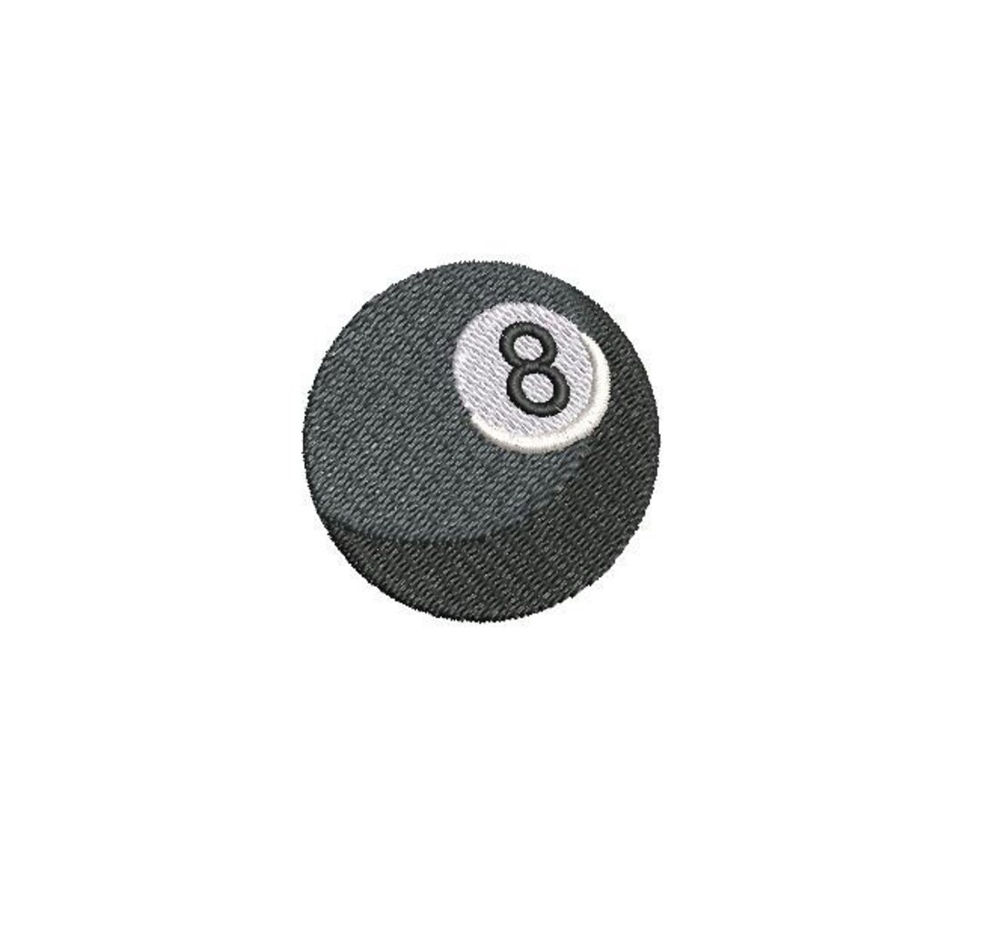 Embroidery Design Black Billiard Ball Number 8 - Etsy