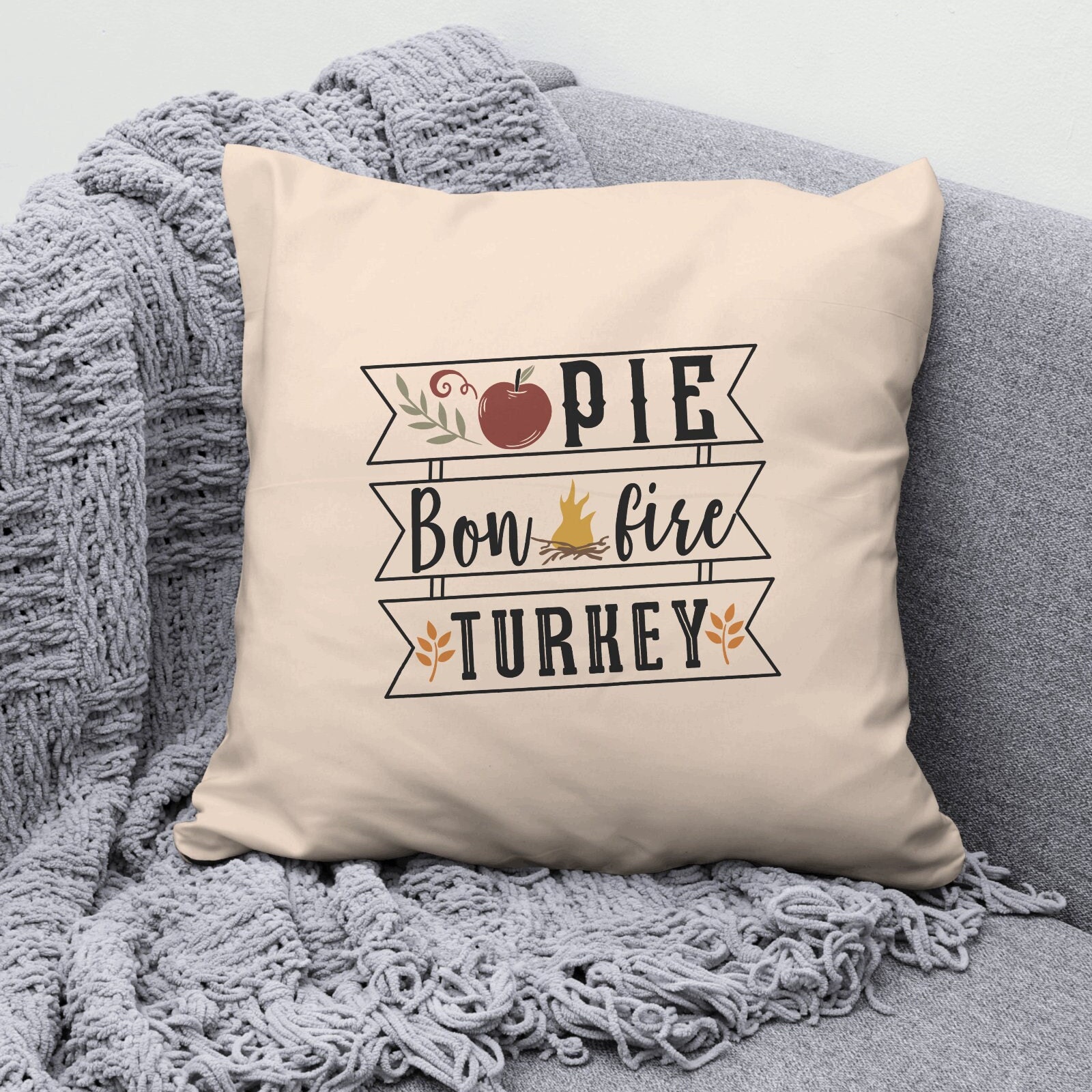 Pie Bon Fire Turkey Svg Thanksgiving Phrases Svg - Etsy