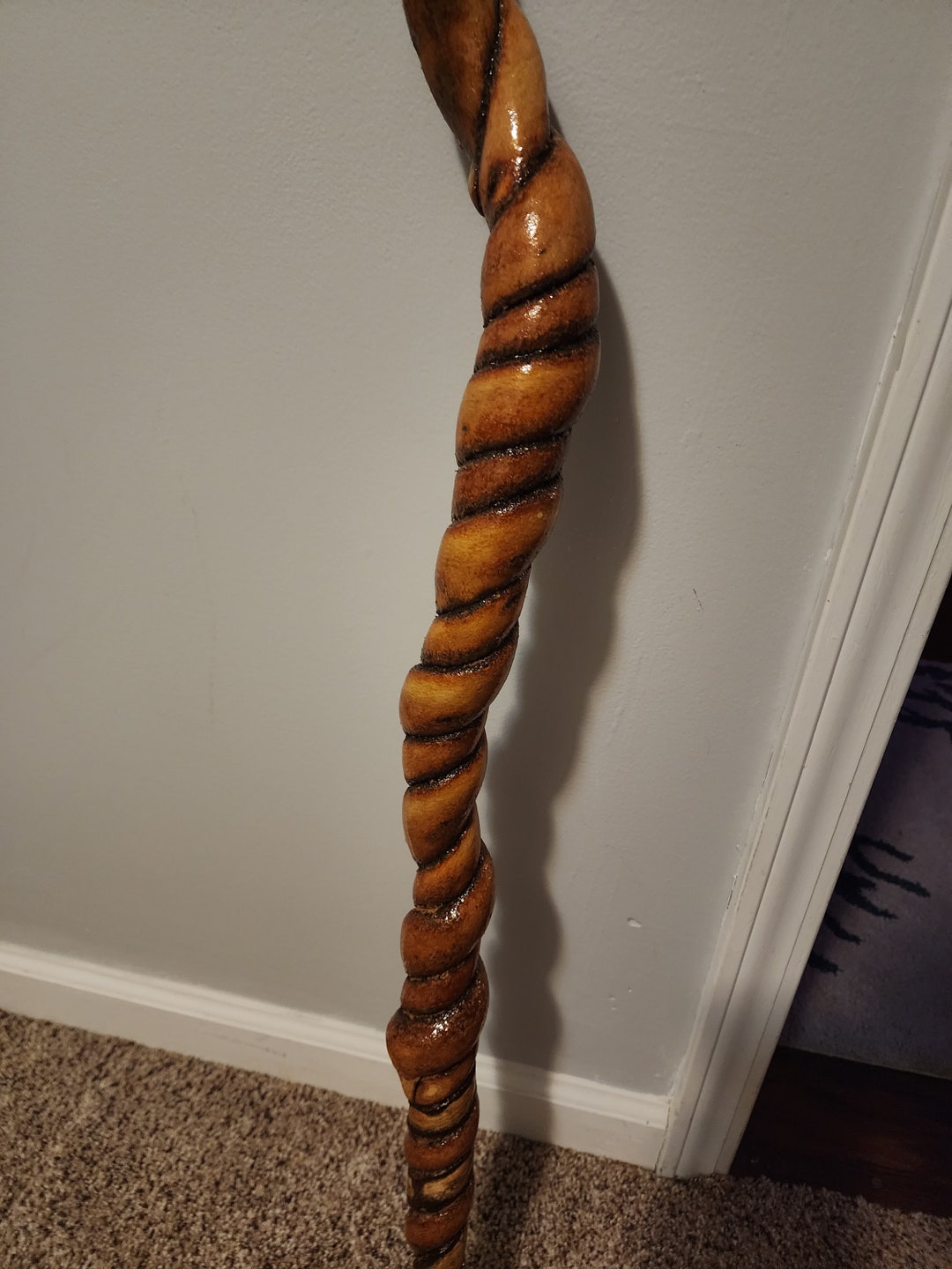 Twisted Walking Stick Curled Walking Stick With Compass and - Etsy