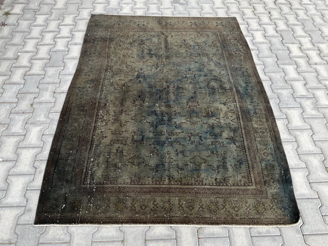 5x8 Black Overdyed Rug Handmade Rug Kitchen Rug Bedroom - Etsy