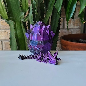 3D Printed Crystal Dragon Egg and Flexi Baby Articulated Crystal Dragon ...