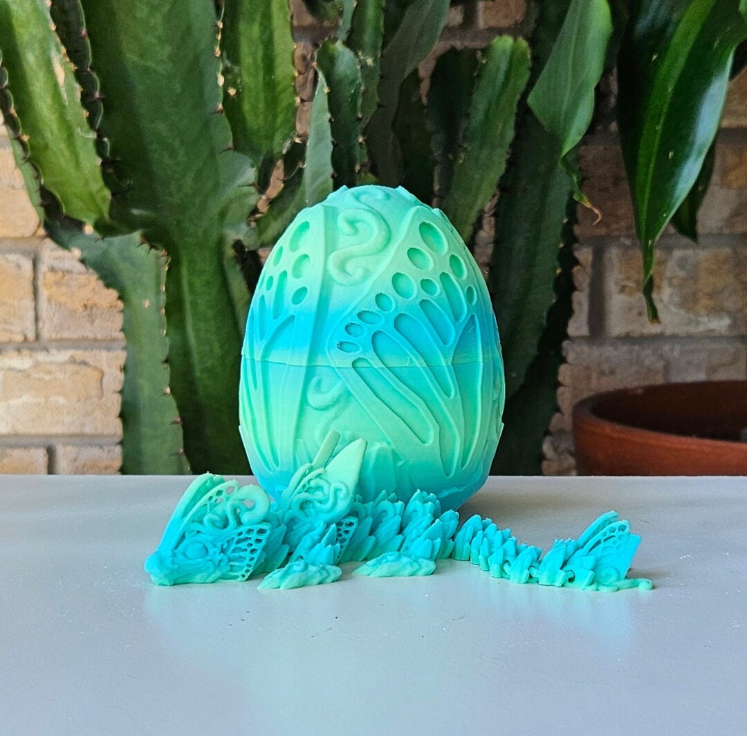 3D Printed Butterfly Dragon Egg and Flexi Baby Articulated Butterfly ...