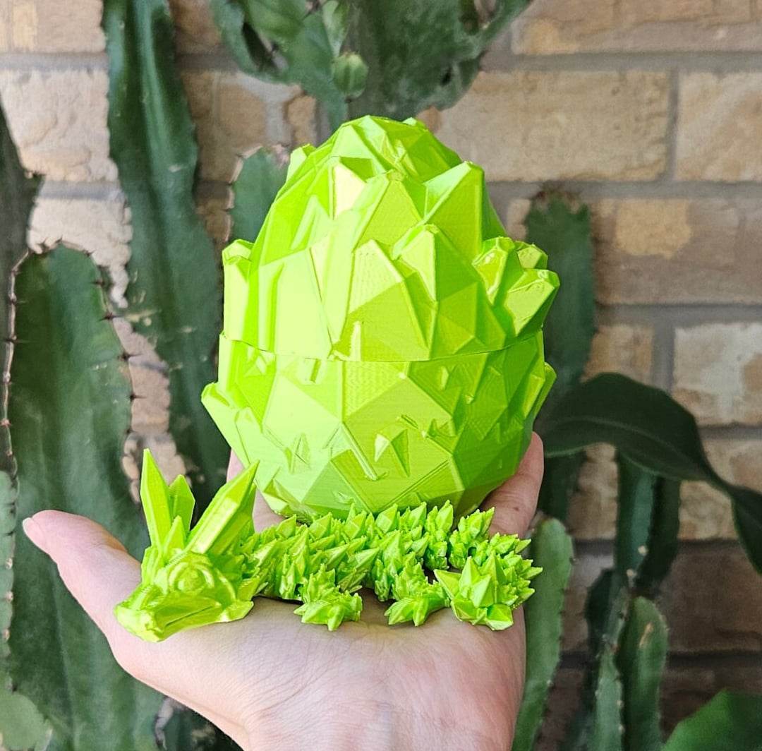 3D Printed Crystal Dragon Egg and Flexi Baby Articulated Crystal Dragon ...