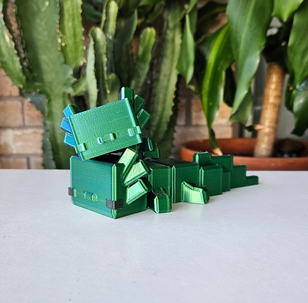 Unique 8-bit Axolotl Gift Articulating and Flexible 3D Printed Fidget ...