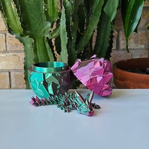 3D Printed Crystal Dragon Egg and Flexi Baby Articulated Crystal Dragon ...