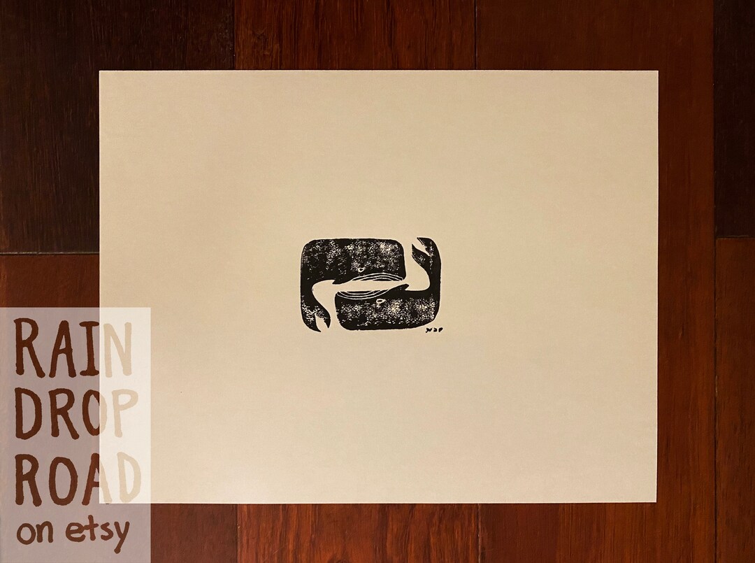 Whales | Block Print, Nautical Linocut - Etsy