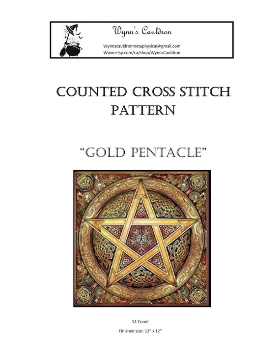 Gold Pentacle Counted Cross Stitch Pattern Digital Download - Etsy