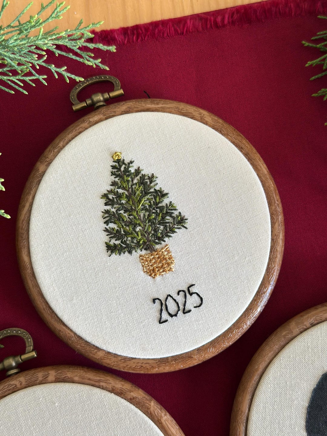 Hand-embroidered 2025 Tree Ornament, Personalization Available! - Etsy