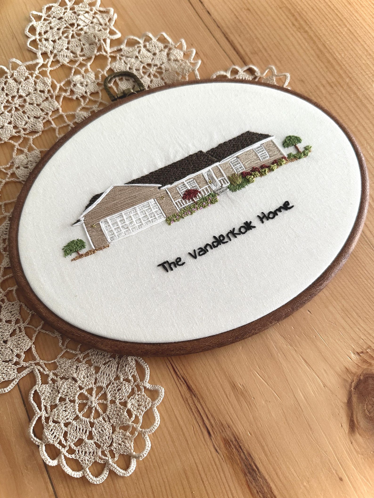 Custom Hand-embroidered House Portrait, Hand-stitched Wedding Venue ...