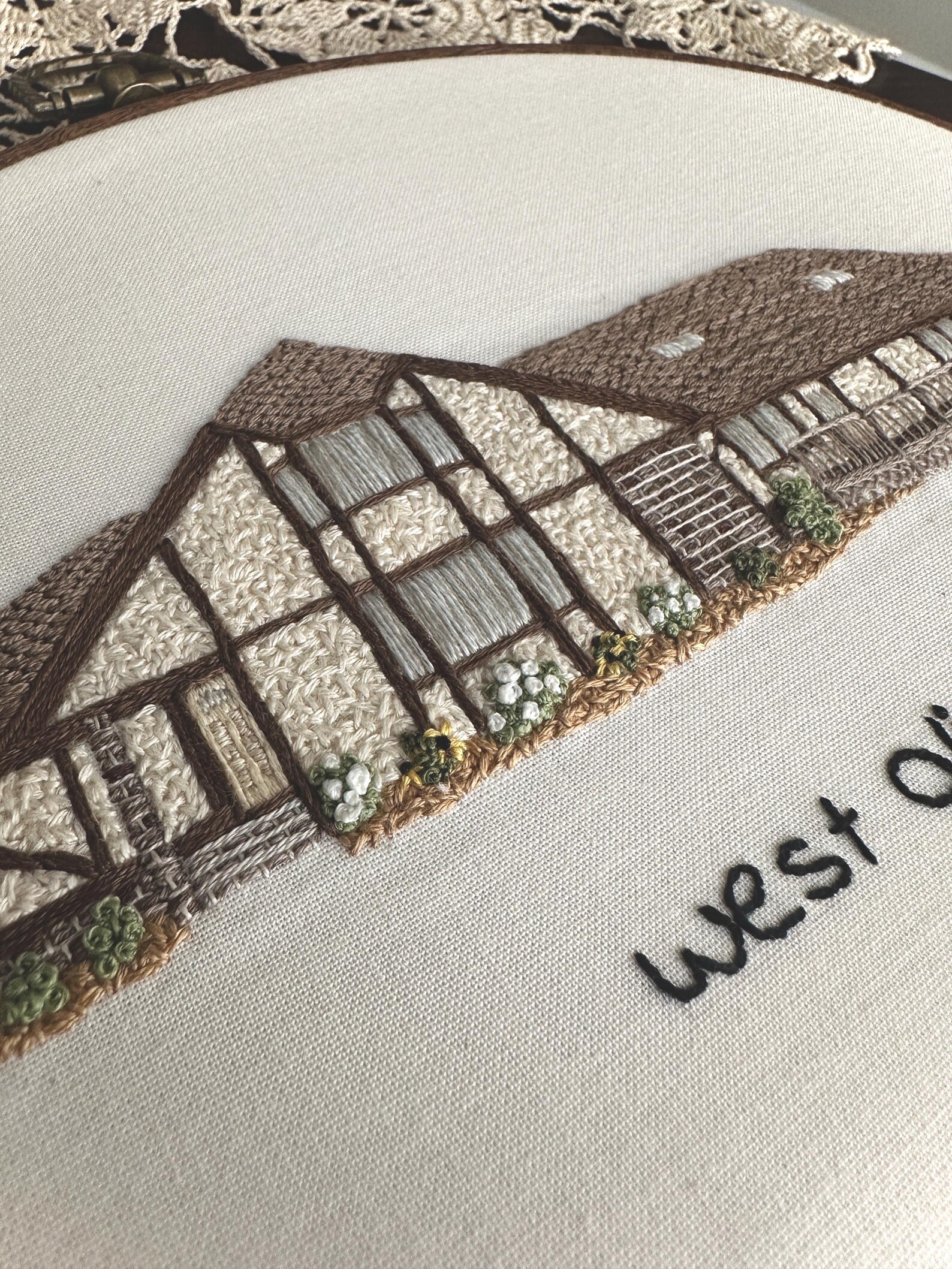 Custom Hand-embroidered House Portrait, Hand-stitched Wedding Venue ...