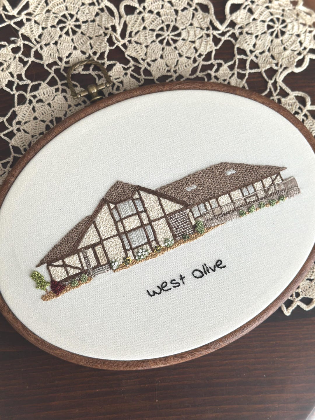 Custom Hand-embroidered House Portrait, Hand-stitched Wedding Venue ...