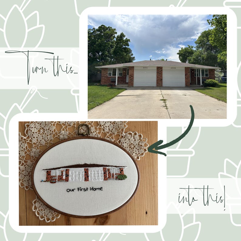 Custom Hand-embroidered House Portrait, Hand-stitched Wedding Venue ...