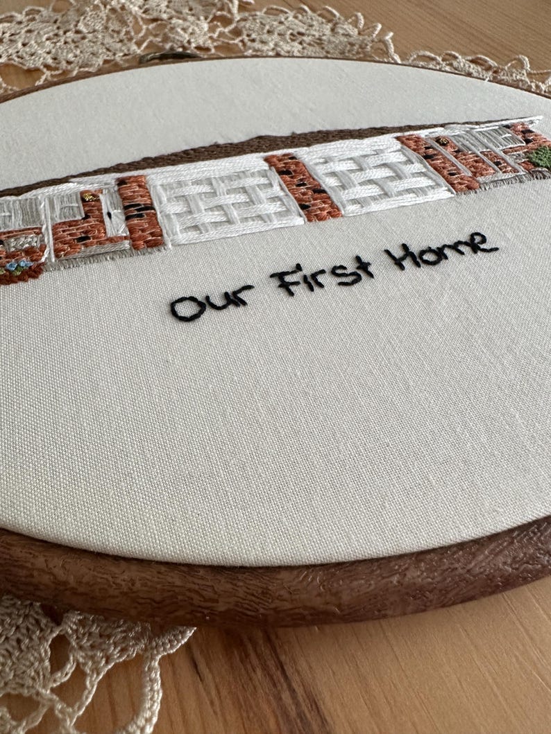Custom Hand-embroidered House Portrait, Hand-stitched Wedding Venue ...