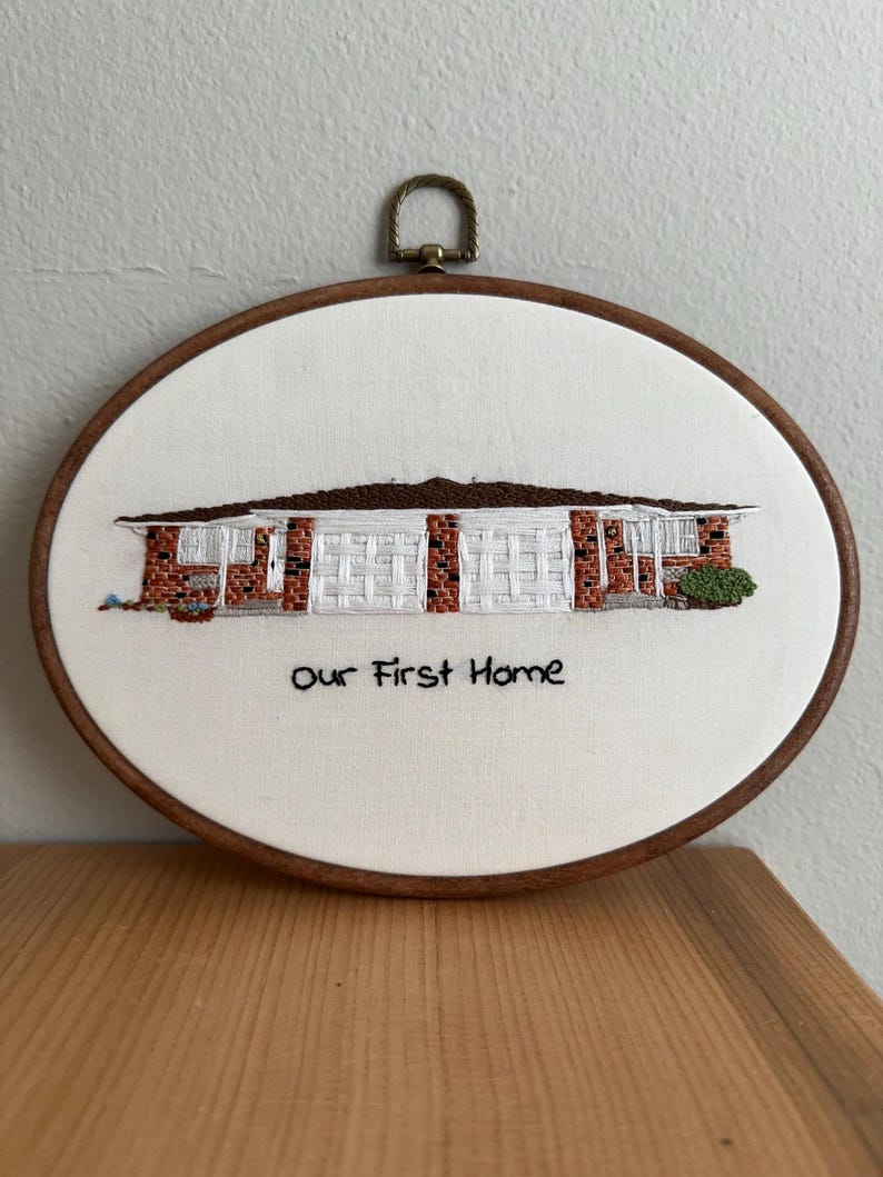 Custom Hand-embroidered House Portrait, Hand-stitched Wedding Venue ...